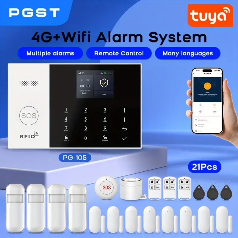 PGST 4G WiFi Smart Home Security Alarm System Compatible with Alexa and ...