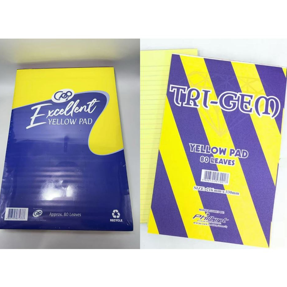 1Pad Yellow Pad TRI-GEM&Excellent 80 Leaves Good Paper (Random Brand ...