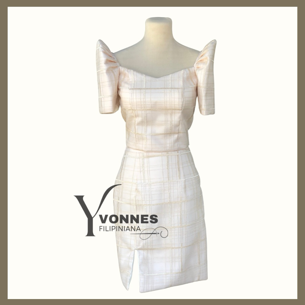 Modern Filipiniana Banig Top and Skirt | Shopee Philippines