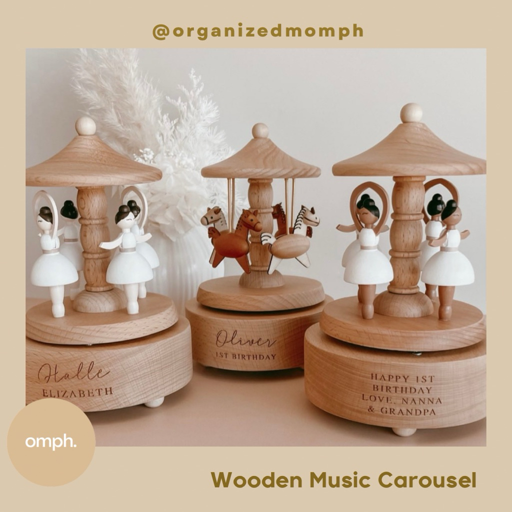 Elegant Personalized Engraved Wooden Music Box Corousel | Shopee ...