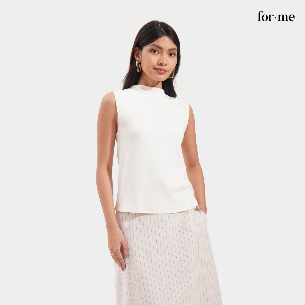 ForMe Mock Neck Tank For Women (Off White) | Shopee Philippines