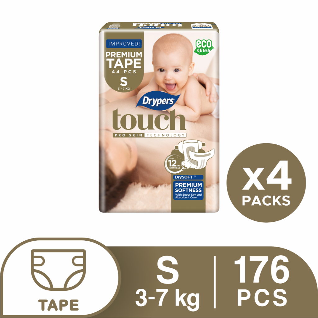 Drypers Touch Jumbo Pack S 44 Pack of 4 | Shopee Philippines