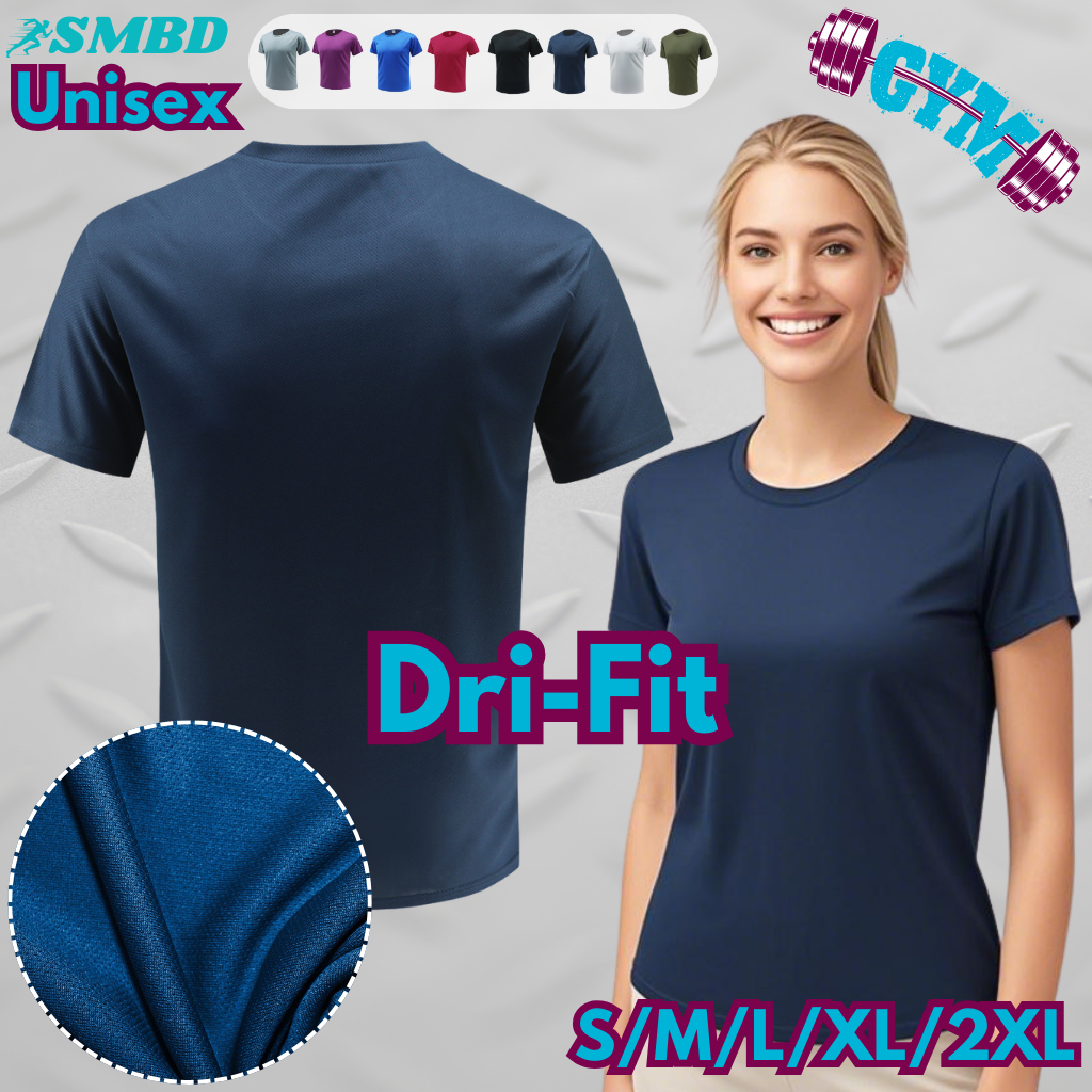 SMBD Dri Fit Unisex Navy Blue Shirt Gym Tops for Women Running Top ...