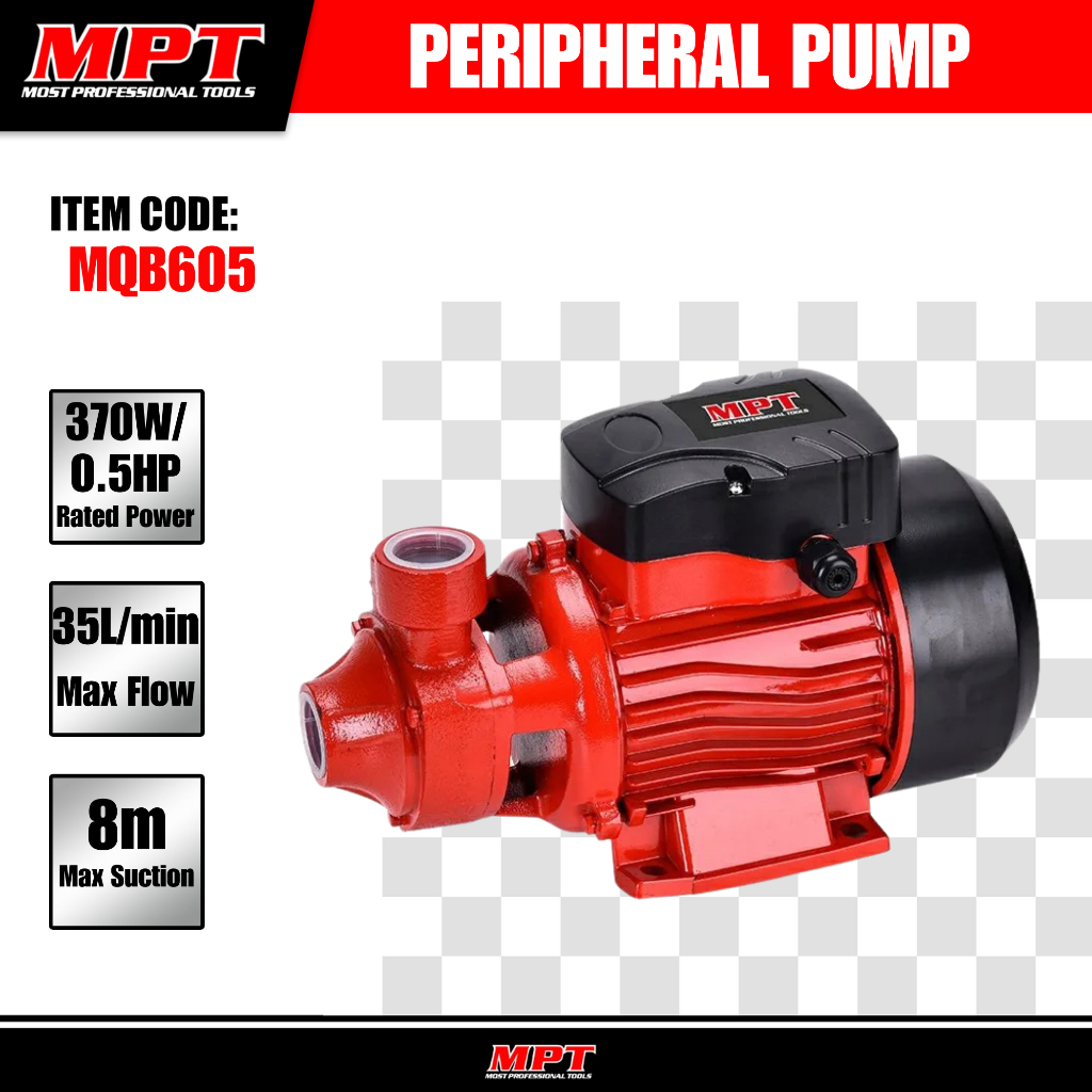 MPT 370W Peripheral Vortex Booster Pump 0.5HP MQB605 •MOST PROFESSIONAL ...
