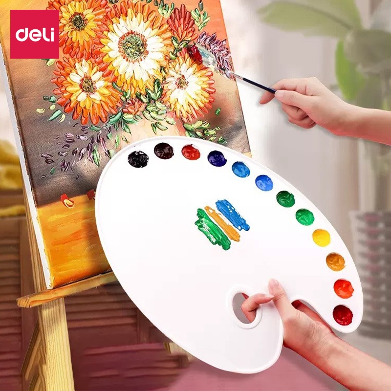 Deli 12/14 Grids Paint palette Watercolor Acrylic oil Color Disc PP Art ...