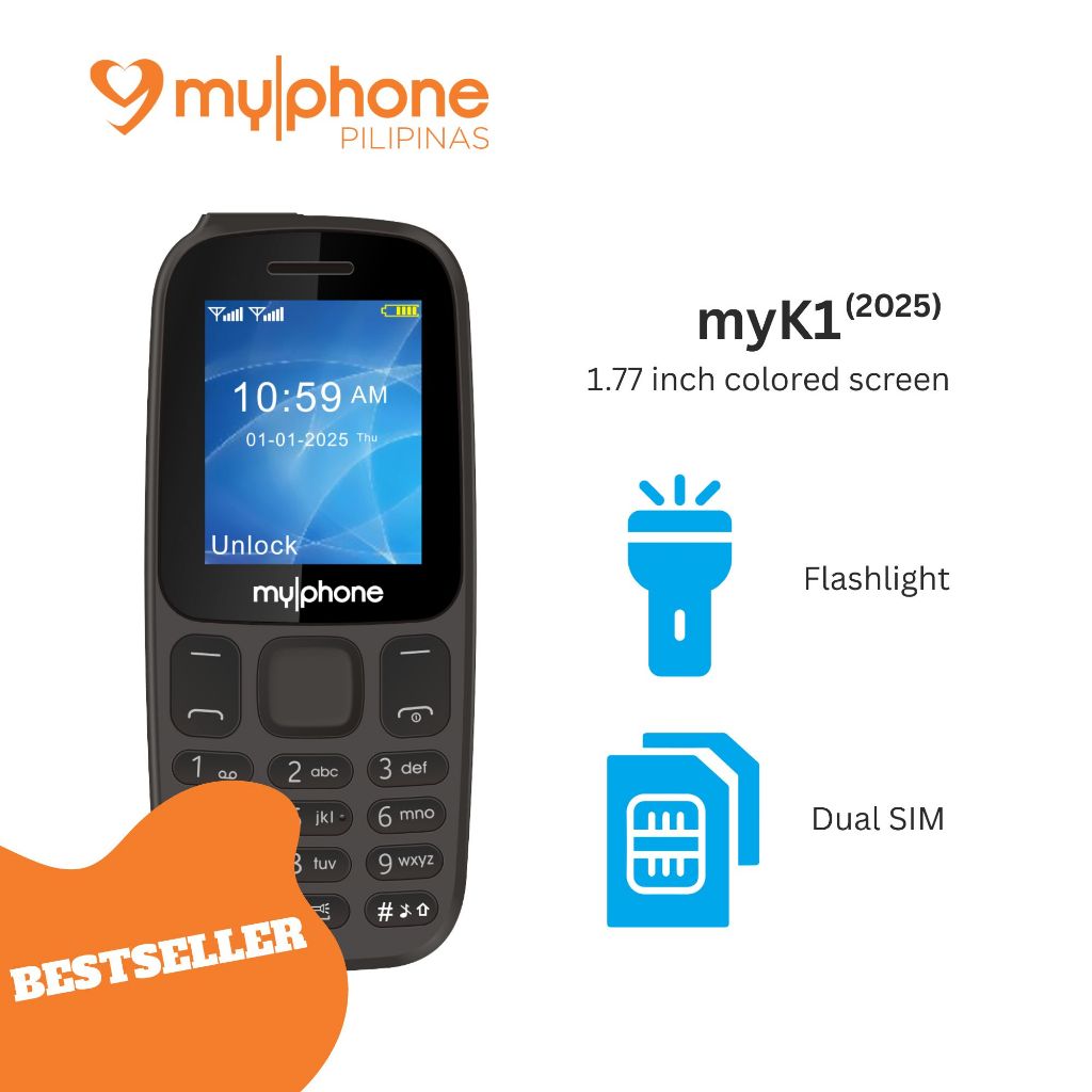 MyPhone myK1 Monochrome Basic Phone 1.77" Screen Wireless FM Radio ...