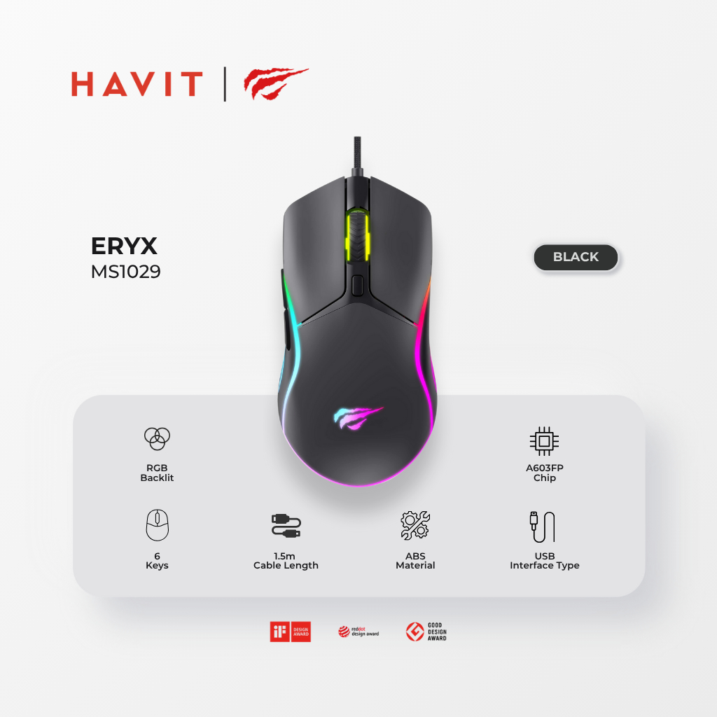 Havit Eryx MS1029 || RGB Backlit Gaming Mouse || Black, Pink, and White | Shopee Philippines