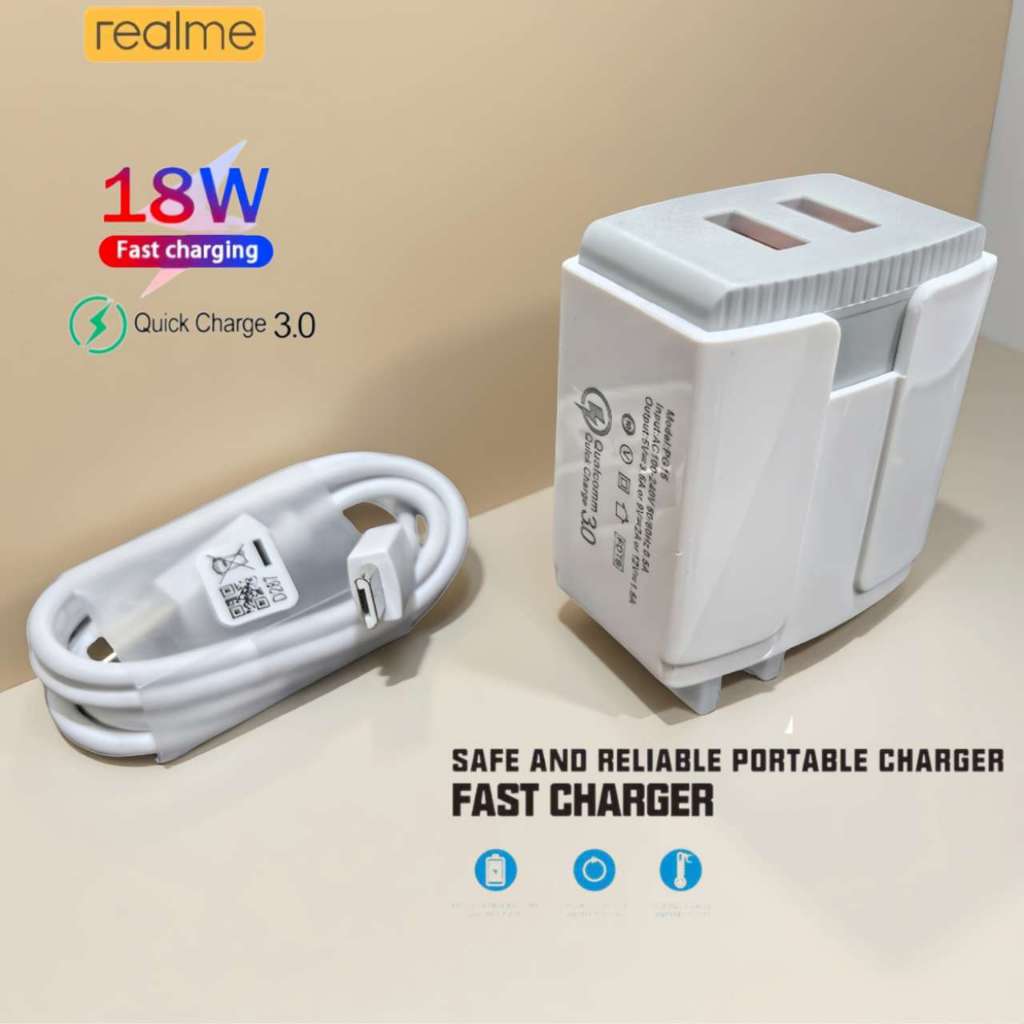 (PG15) Realme Quick Travel Charger Fast Charging 18W Adapter With Micro ...
