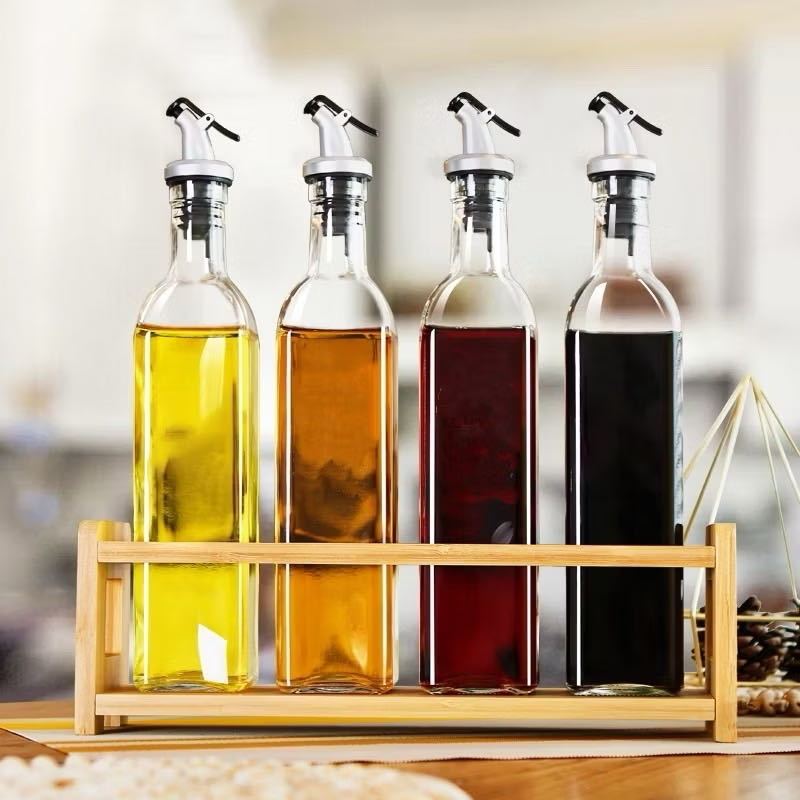 4PCS 500ml Oil Bottle Glass Condiments Vinegar Bottle Soy Sauce Bottle ...