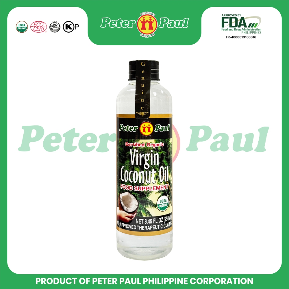 PETER PAUL Organic Virgin Coconut Oil VCO Food Supplement 250ML ...