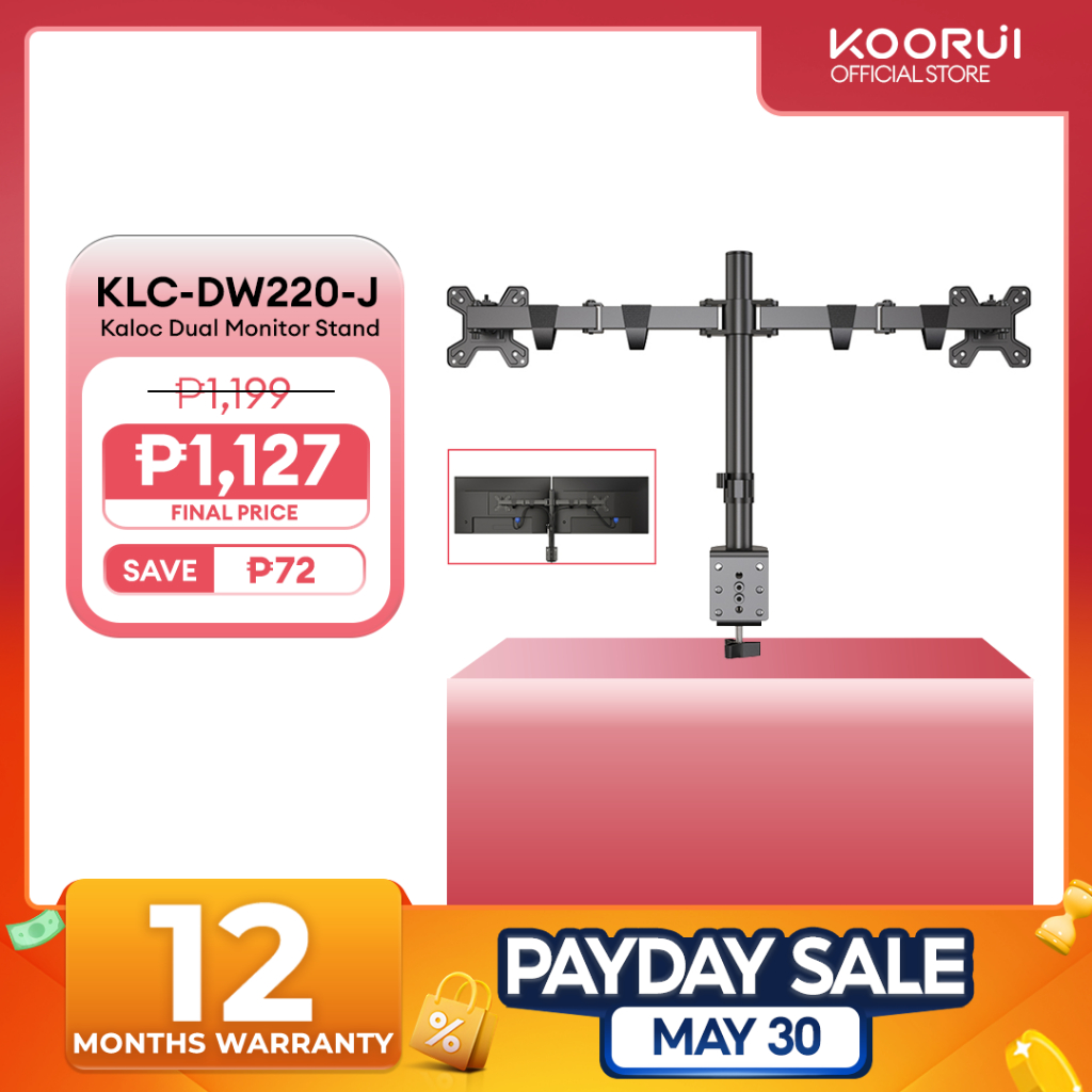 KOORUI X KLC DW220-J Monitor Stand 2 Monitors 17 inch to 27 inch ...