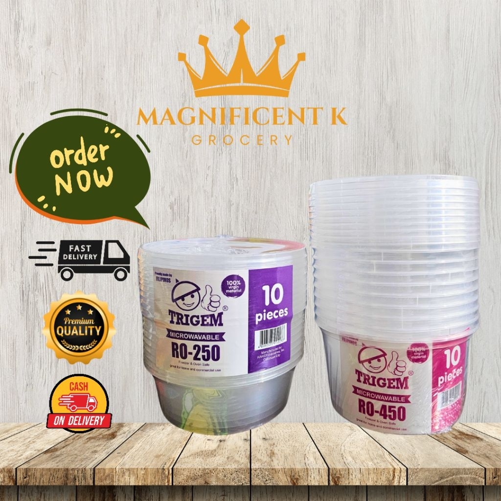 [10 pcs] Trigem Microwavable Round Container Tub (RO250 | RO450 ...