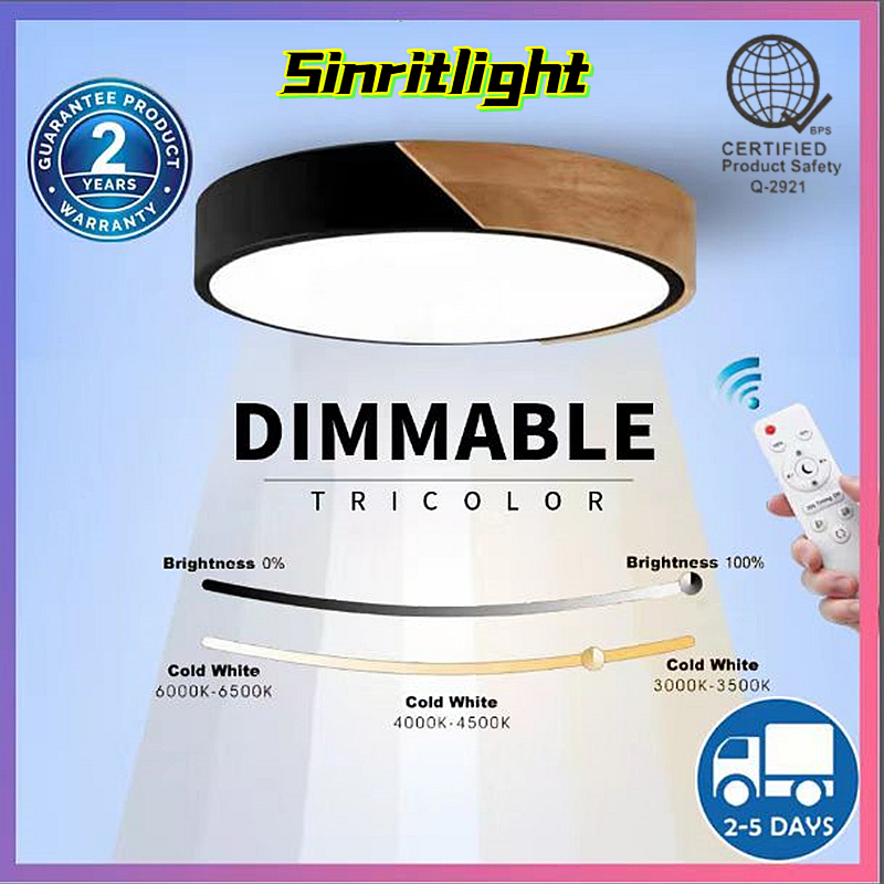 18W 27W LED Tri Color Electrodeless Dimmable Ceiling Light with Remote ...
