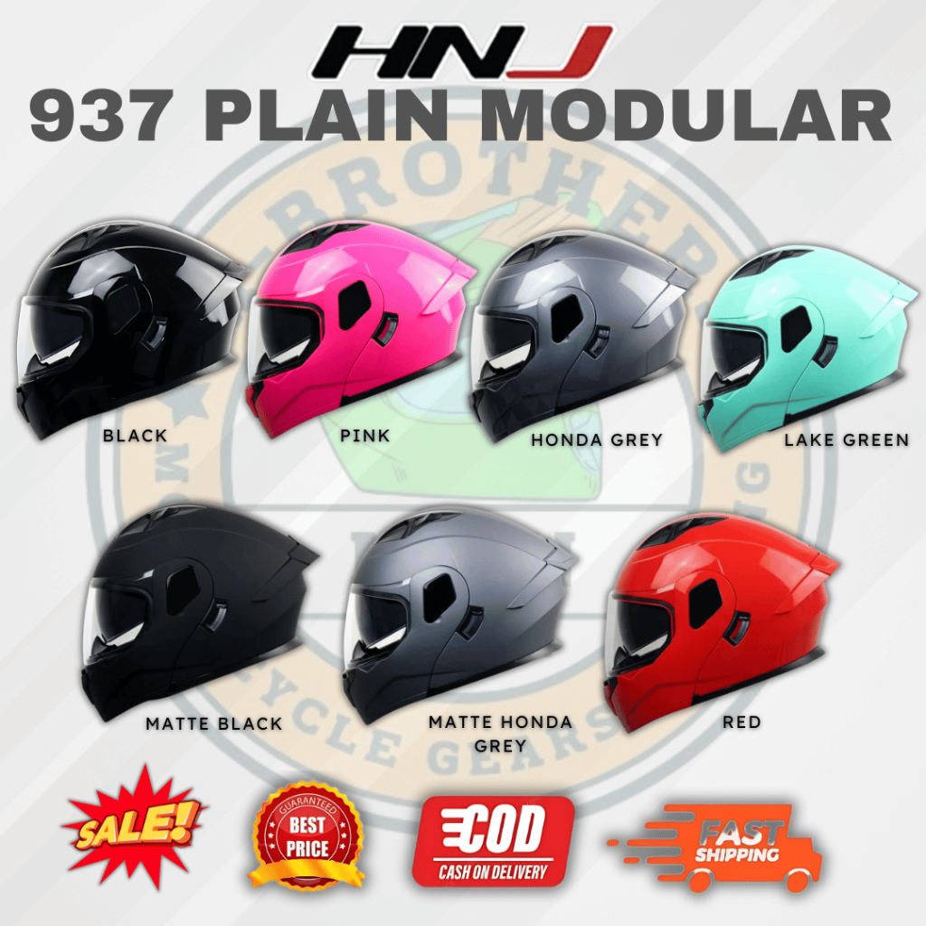 HNJ 937/601 PLAIN MODULAR HELMET (DUAL VISOR) FOR MEN AND WOMEN ...