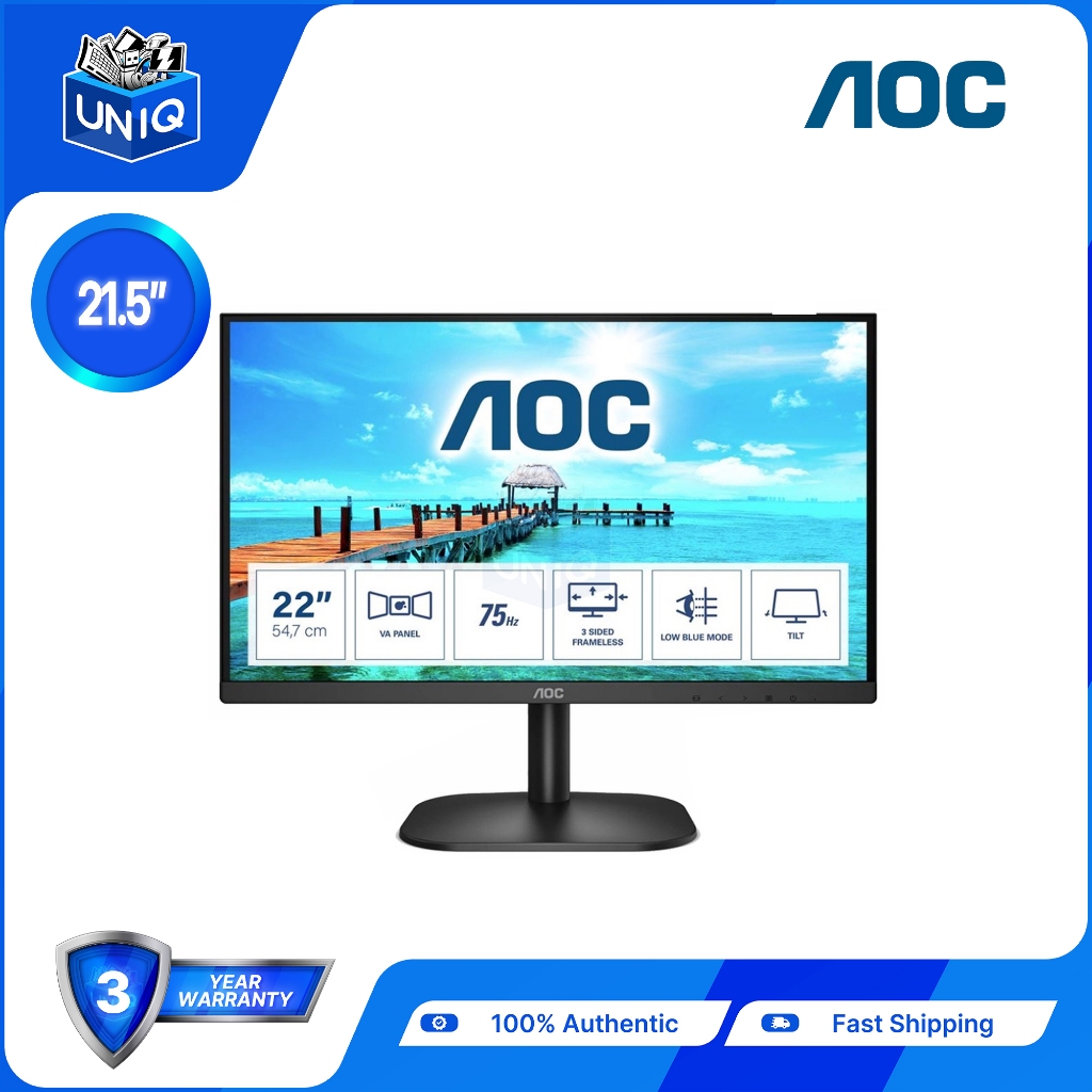 AOC 22B2HN 21.5" VA Ultra Slim WLED Frameless Monitor with Adaptive ...