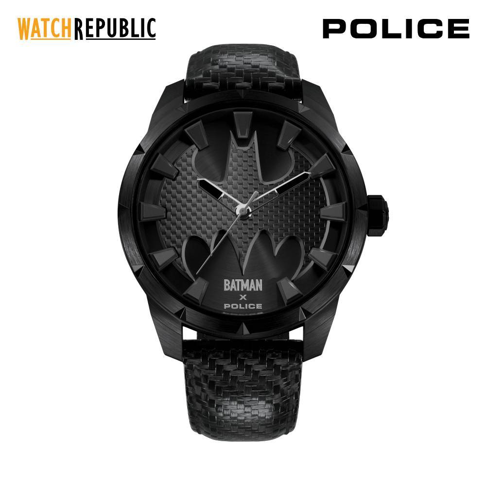 Police Batman The Bat Silver Limited Edition Black Leather Analog ...