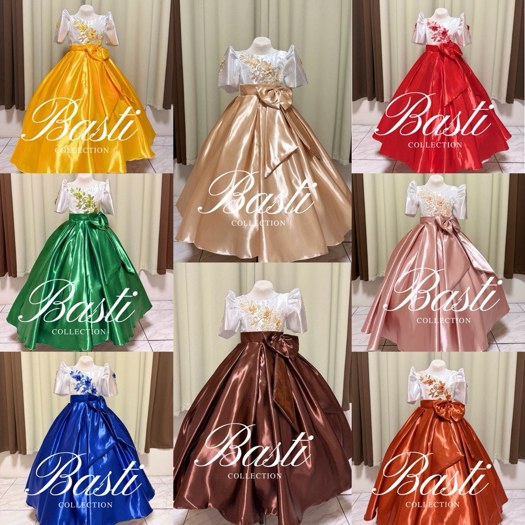 FILIPIÑIANA GOWNS FOR KIDS SATIN(BUWAN NG WIKA/UNITED NATION) | Shopee ...