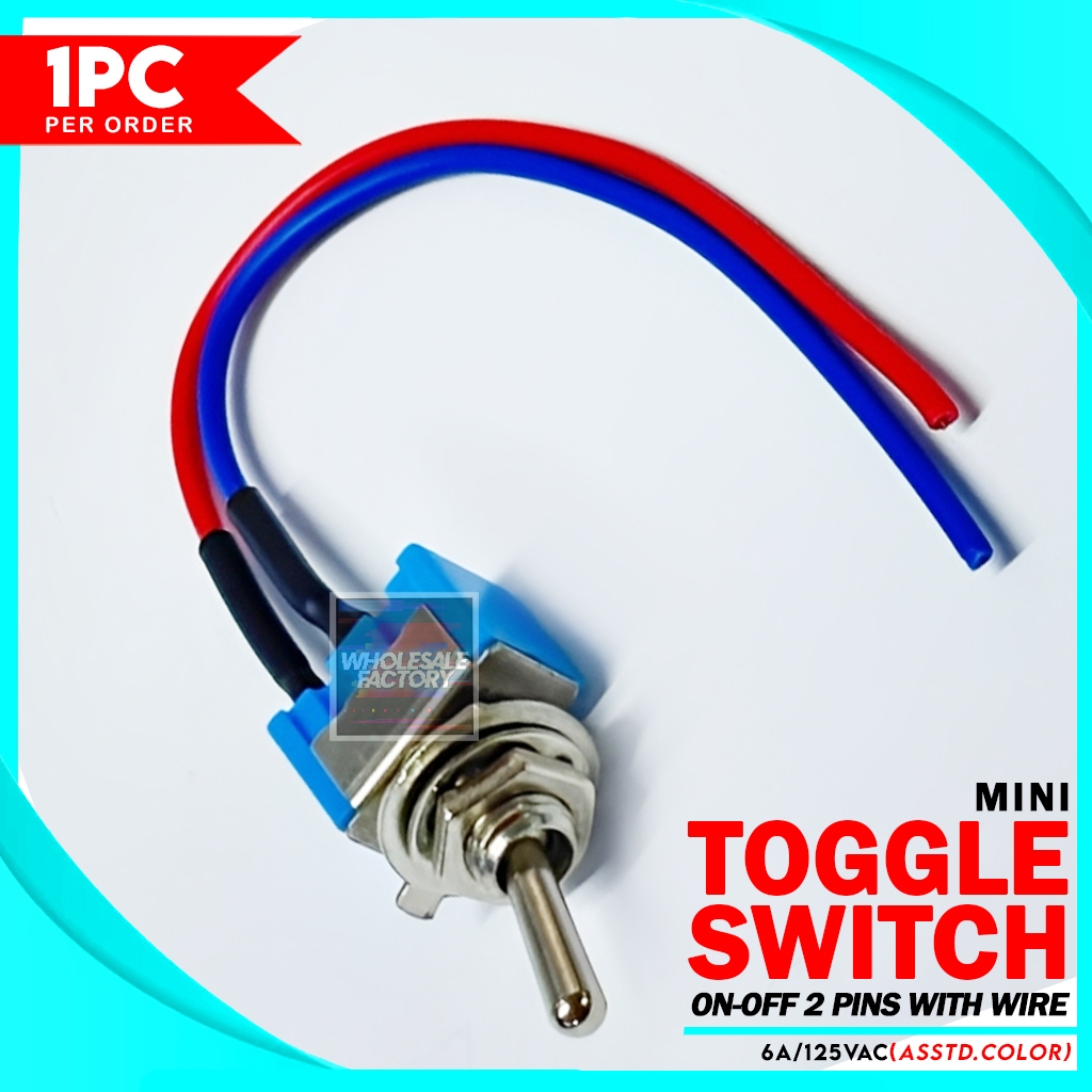 Mini Toggle Switch With Wire ON-OFF 2 Pins 6A 125VAC Heavy Duty ...