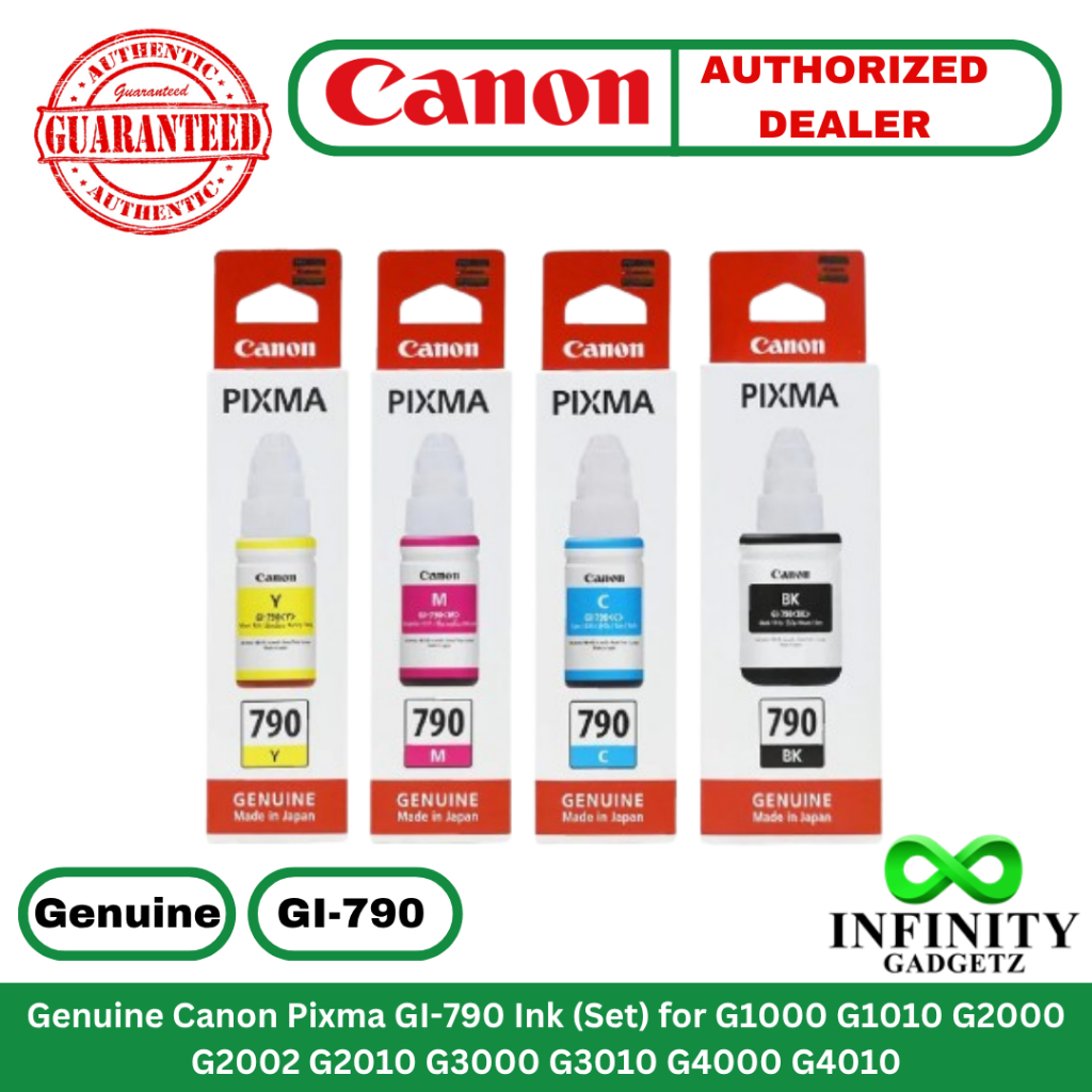 Genuine Canon Pixma GI-790 Ink (Set) for G1000 G1010 G2000 G2002 G2010 ...