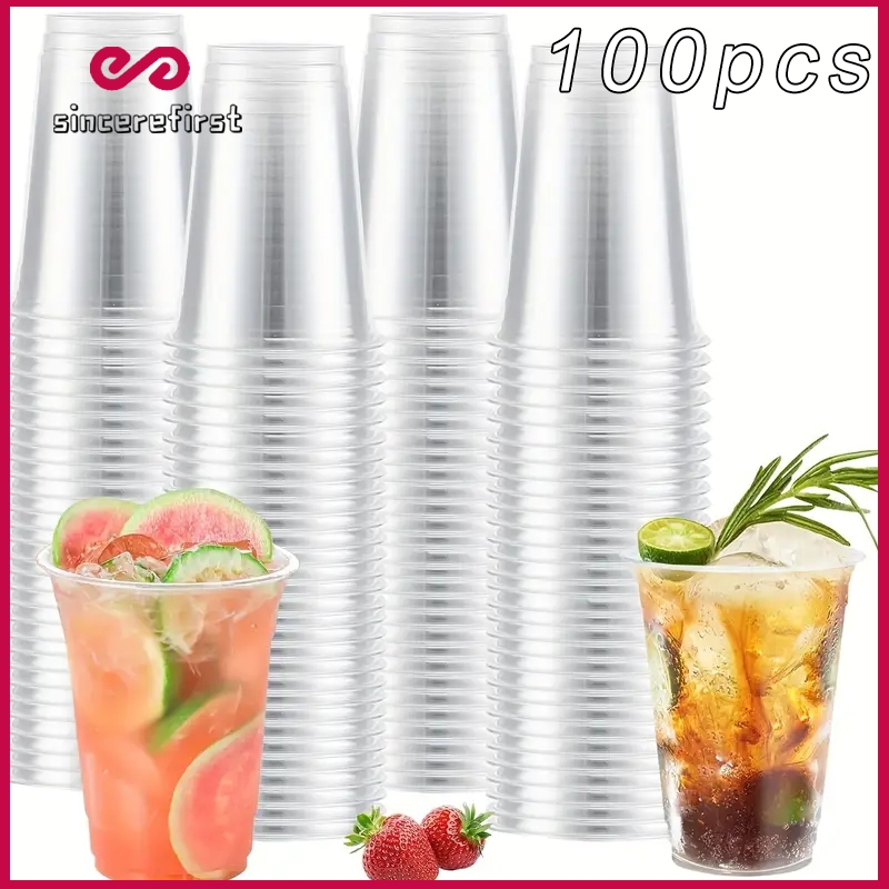 100pcs丨95mm Flat Bottom Y-Cup Disposable Plastic Cup/Milk Tea Cup/Juice ...