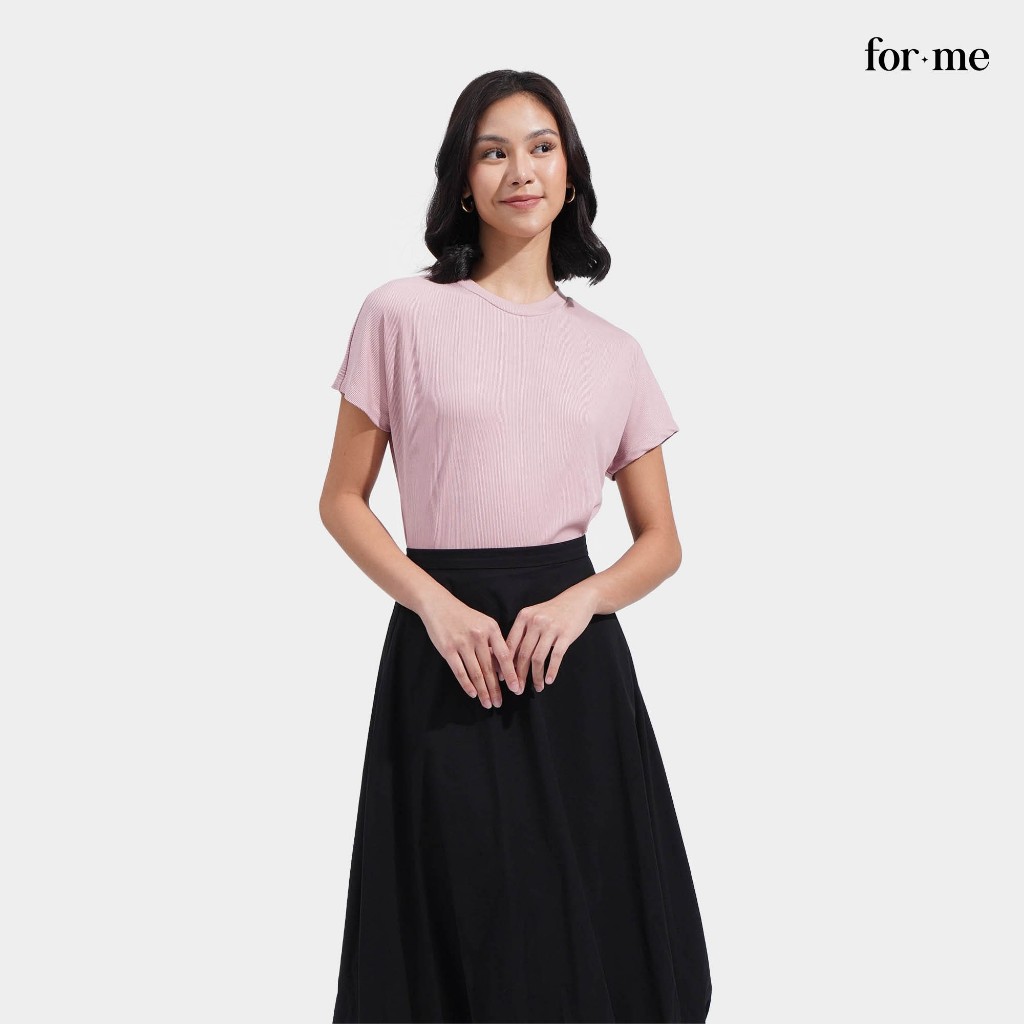 ForMe Regular Extended Sleeves Tee T-Shirt For Women (Barely Pink/Deep ...