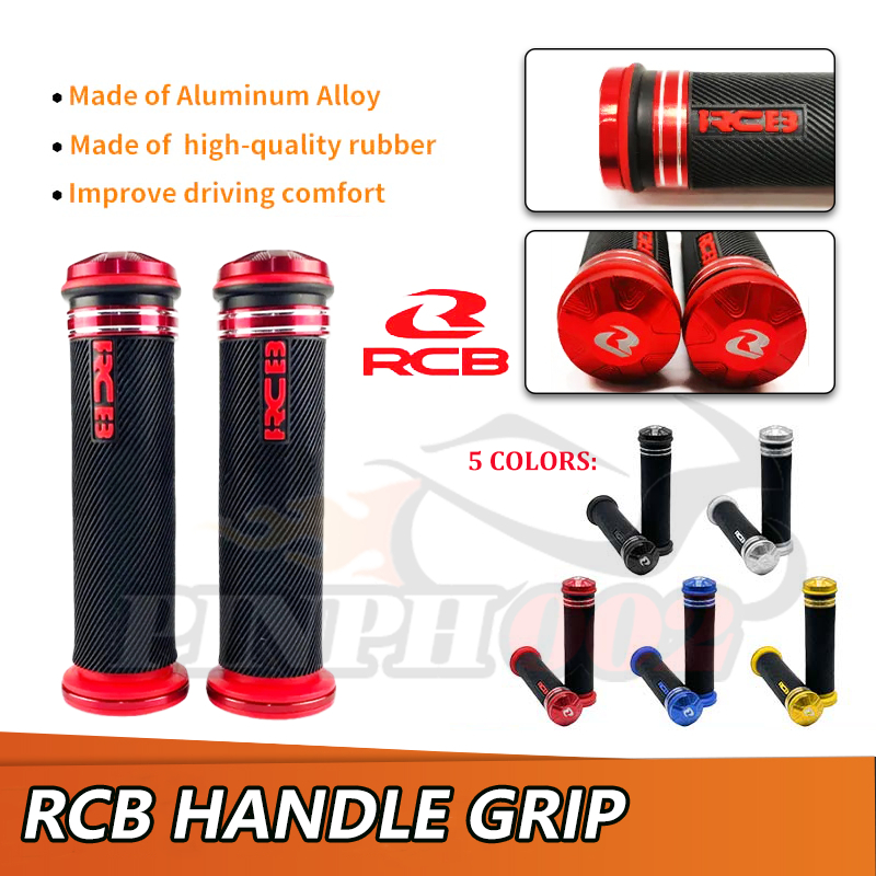 RCB Motorcycle Handle Grip Rubber With Alloy Bar End Universal 2PCS ...