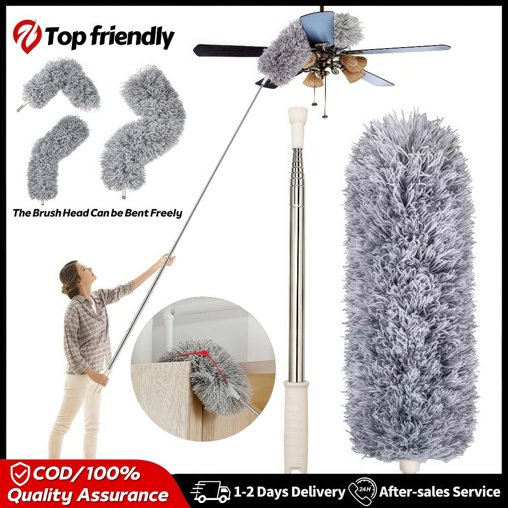 280CM Telescopic Adjustable Bending Duster Household Feather Duster Microfiber Dust Cleaning ...