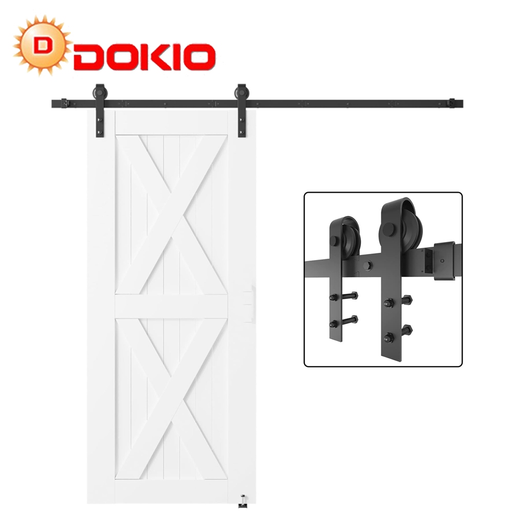 DOKIO Carbon Steel Sliding Barn Door Hardware Track Kit Heavy Duty ...