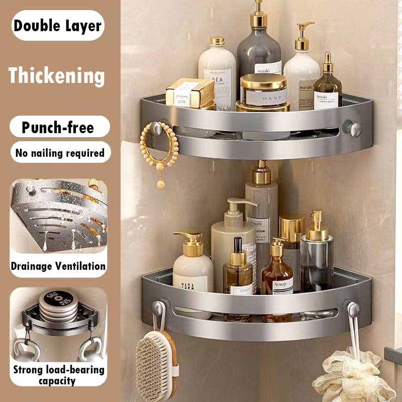 Bathroom Corner Shelf Punch-free Bathroom Organizer Rack Wall Mounted ...