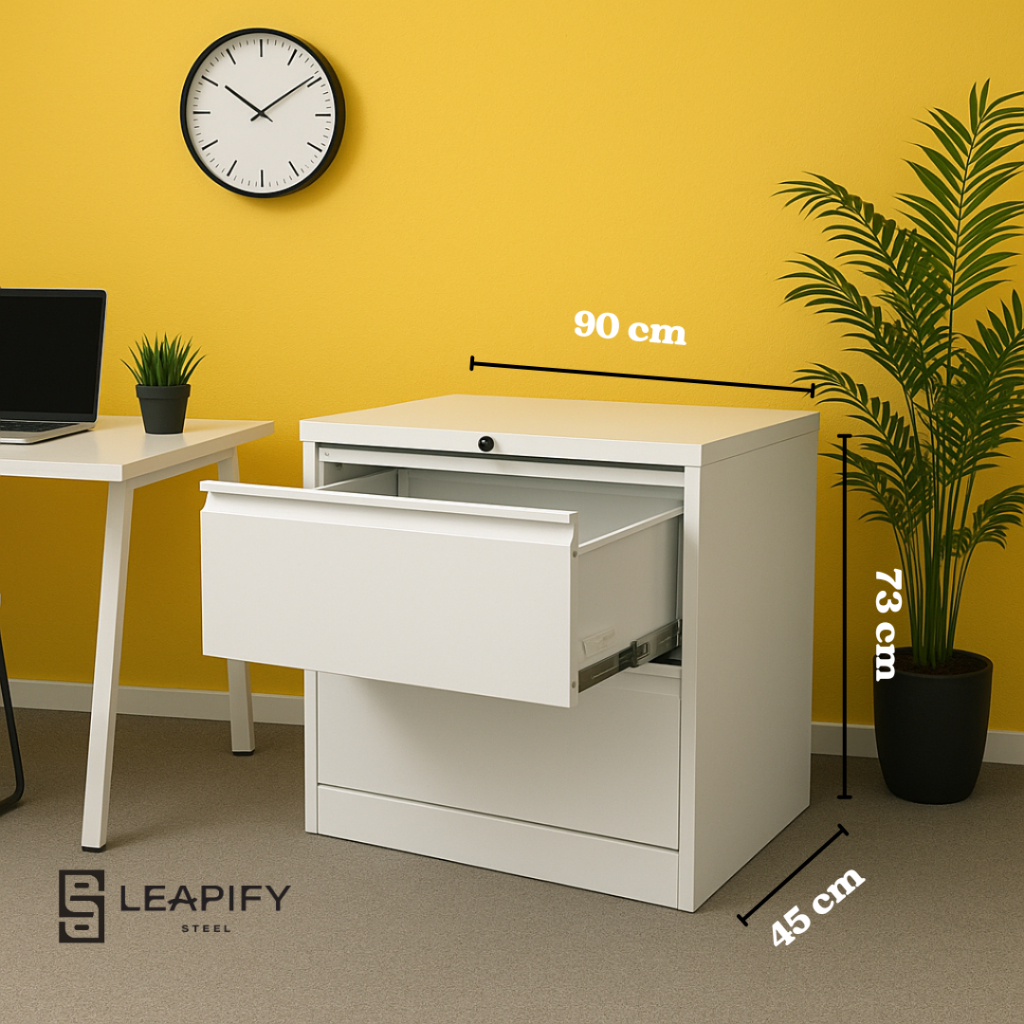 2 Layer Lateral File Cabinet - Matte White Heavy Duty Steel Cabinet ...