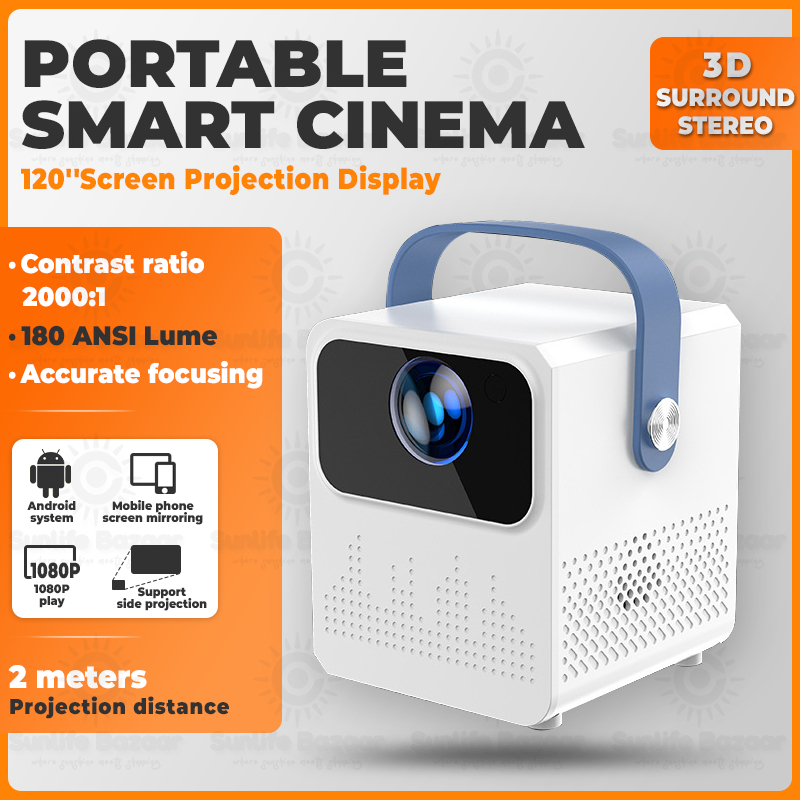 T2 Mini Projector 180ANSI Portable 5G WIFI Mini Projector Smart Real ...