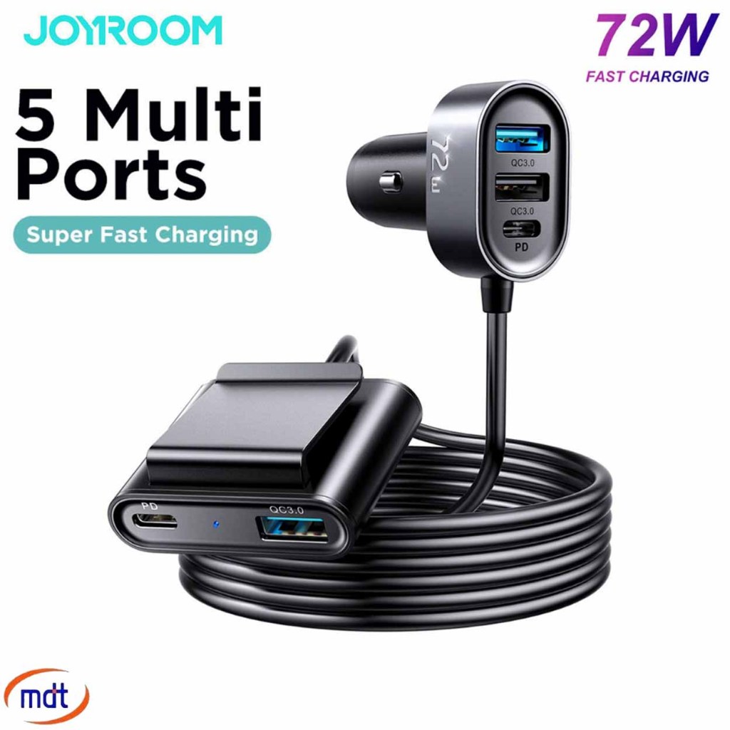 Joyroom 5 in 1 72W/78W Multi Car Charger Adapter USB Type C QC 3.0 PD 3 ...