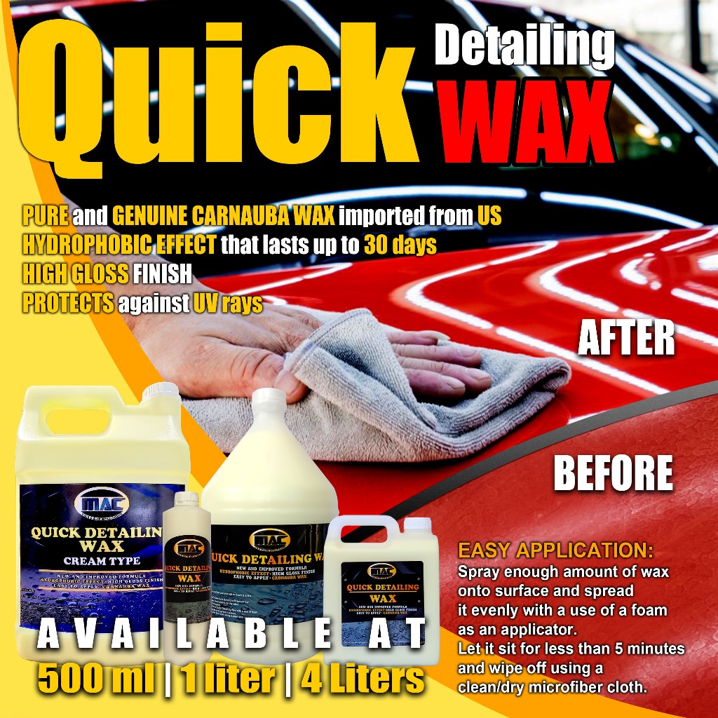 MAC QUICK DETAILING WAX, WAX, CAR PAINT PROTECTANT, HIGH GLOSS FINISH ...