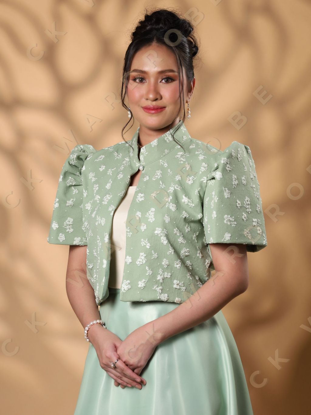 Modern Filipiniana Embossed Floral Design with Collar Formal and ...