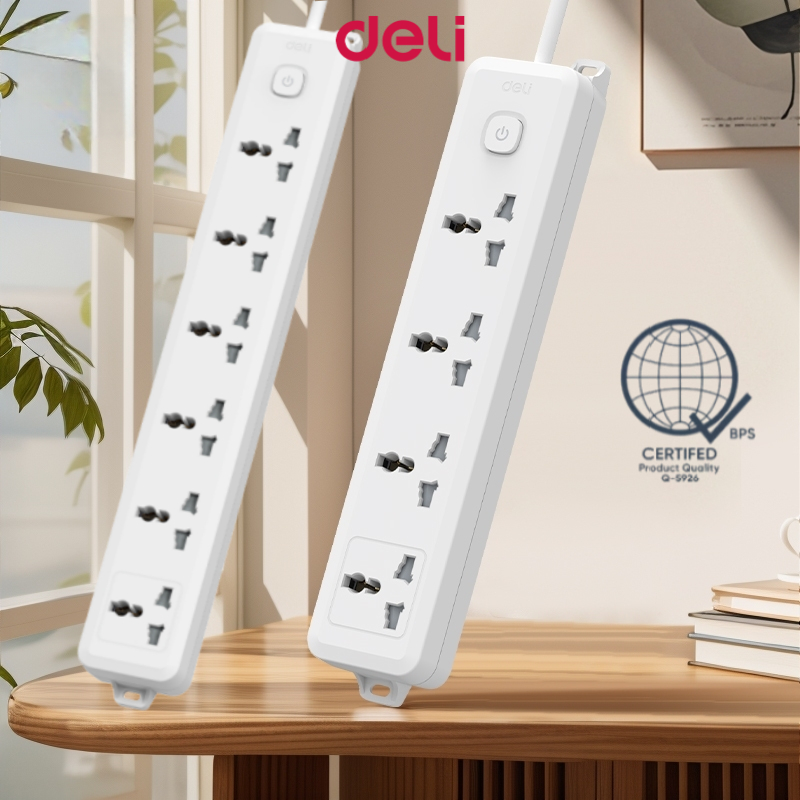 Deli 3/5M Universal Power Socket Extension 4/6 Groups Power Strip ...