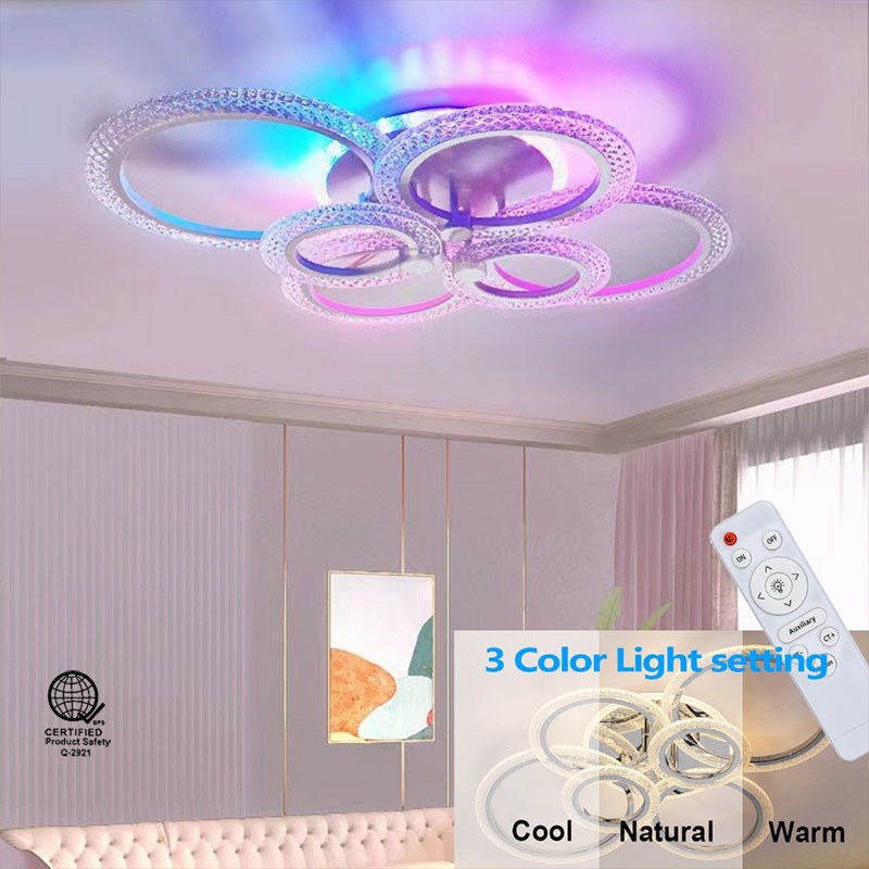 LED Ceiling Light Tri-color 4Heads/6Heads Embedded Acrylic Modern ...