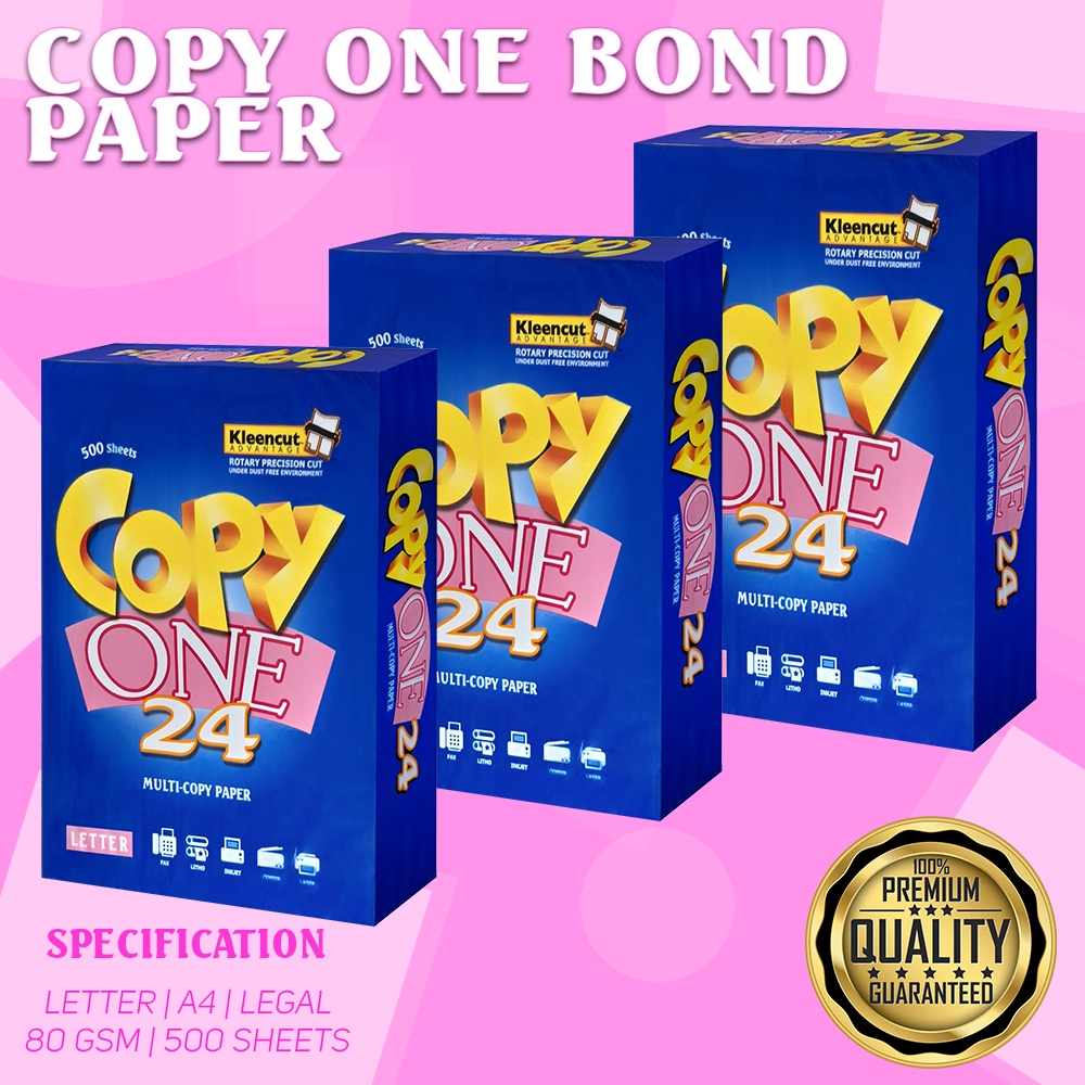 1-ream Copy One Bond Paper White Inkjet 80gsm - 500sheets per ream ...