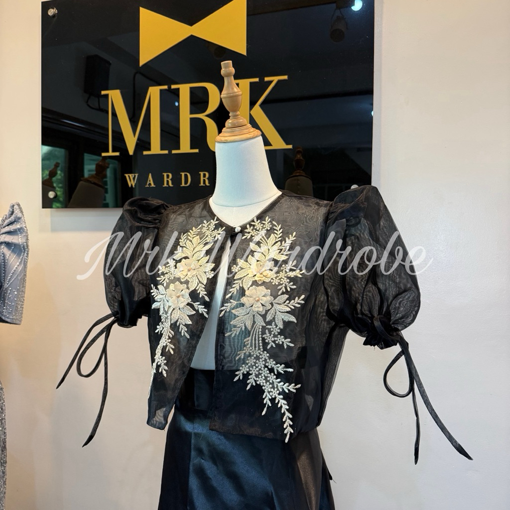 Black Puff Filipiniana Bolero Top- Kate Design | Shopee Philippines