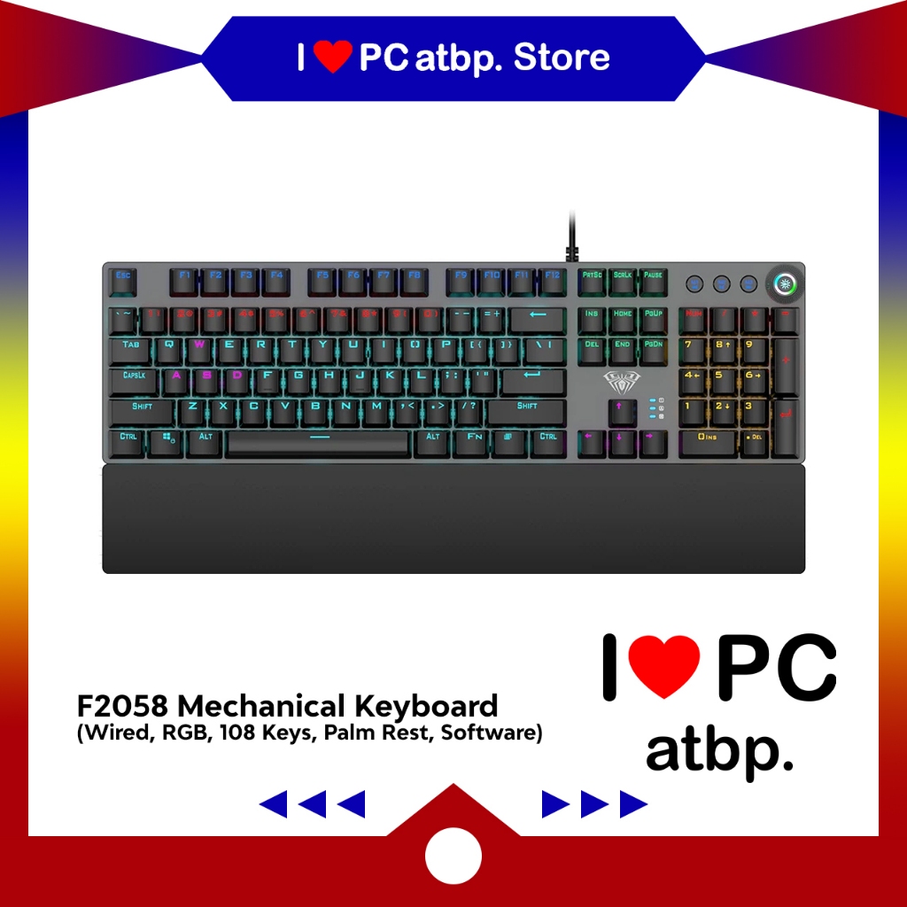 Aula F2058 Mechanical Gaming Keyboard ( Wired, RGB, 108 Keys, Palm Rest ...