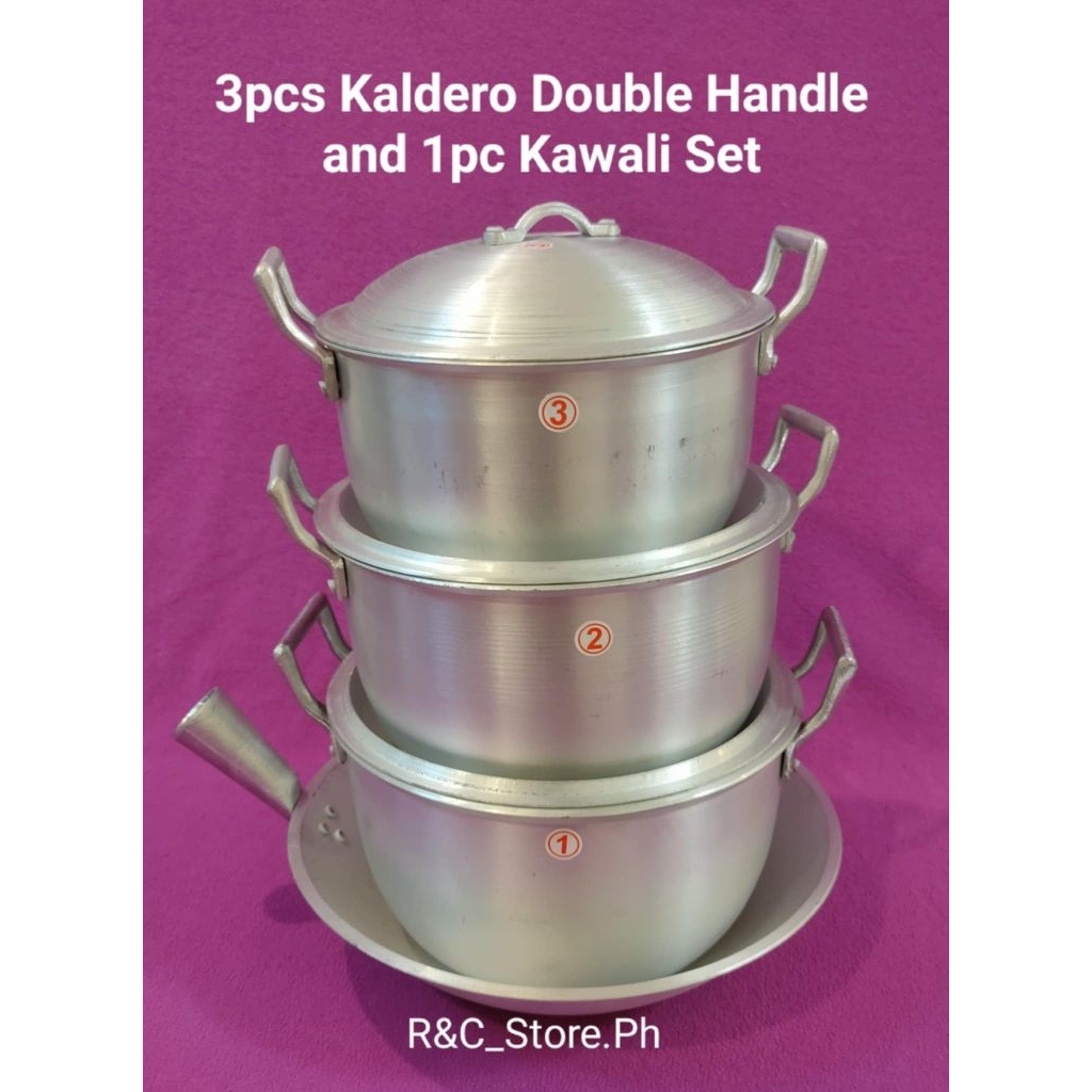 Kaldero #1 #2 #3 Double Handle and Kawali #4 Single Hanlde (3Pcs ...