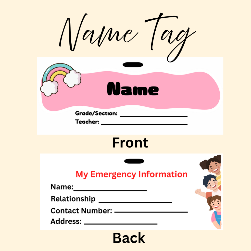 Notebook Label with Student's Name, Grade/Section and Teacher and ...
