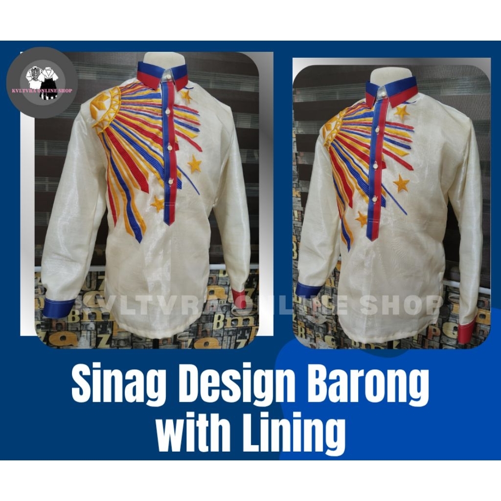 NEW DESIGN MODERN BARONG TAGALOG SINAG FLAG INSPIRE DESIGN WITH LINING ...