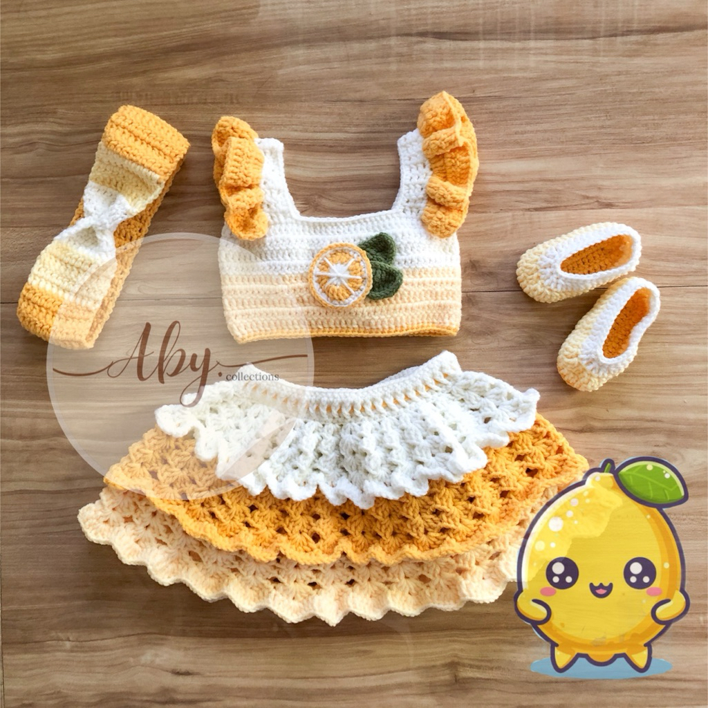 Crochet Lemon themed Baby Outfit | Shopee Philippines