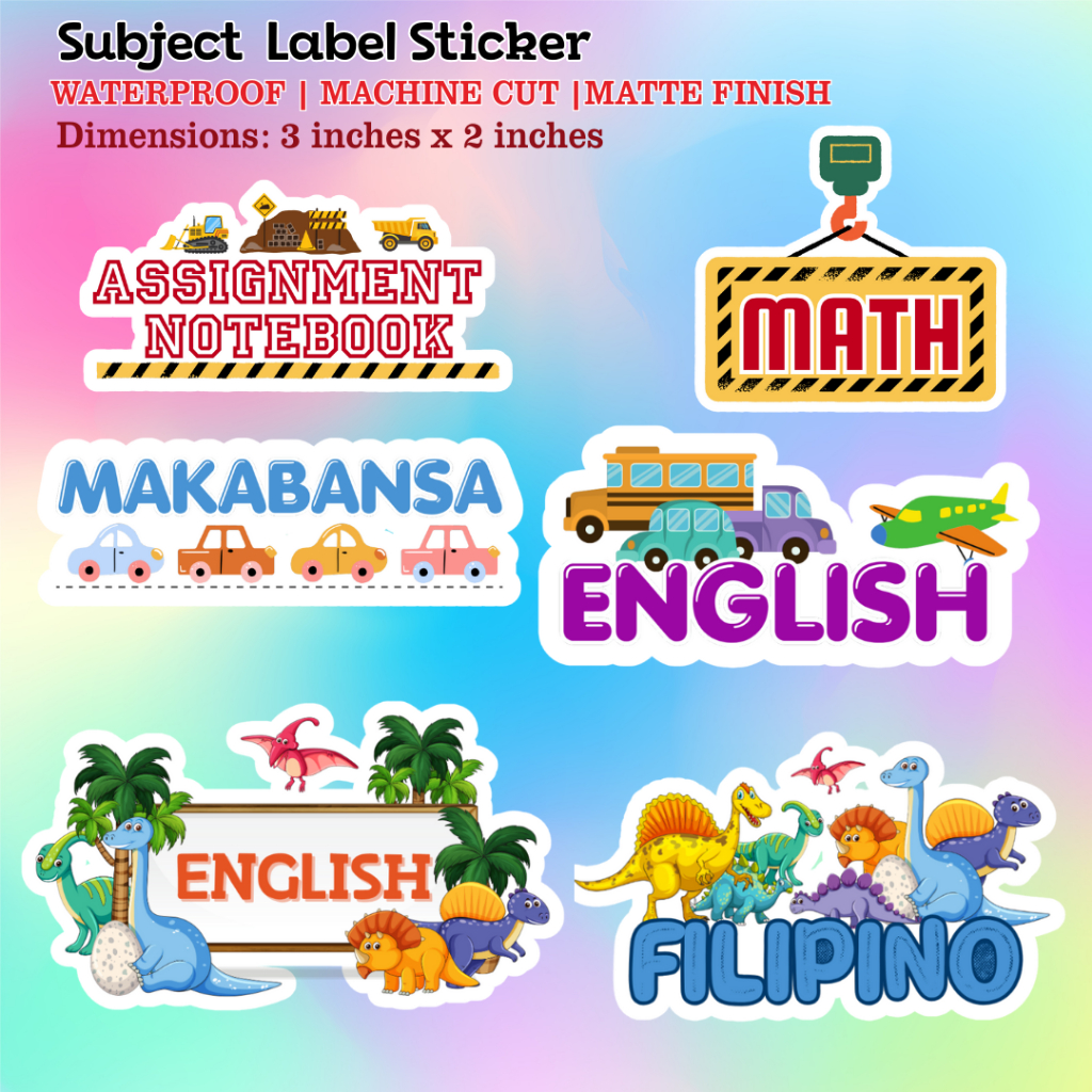 Subject Label Sticker Dinosaur/Construction/Toys-Waterproof Matte ...