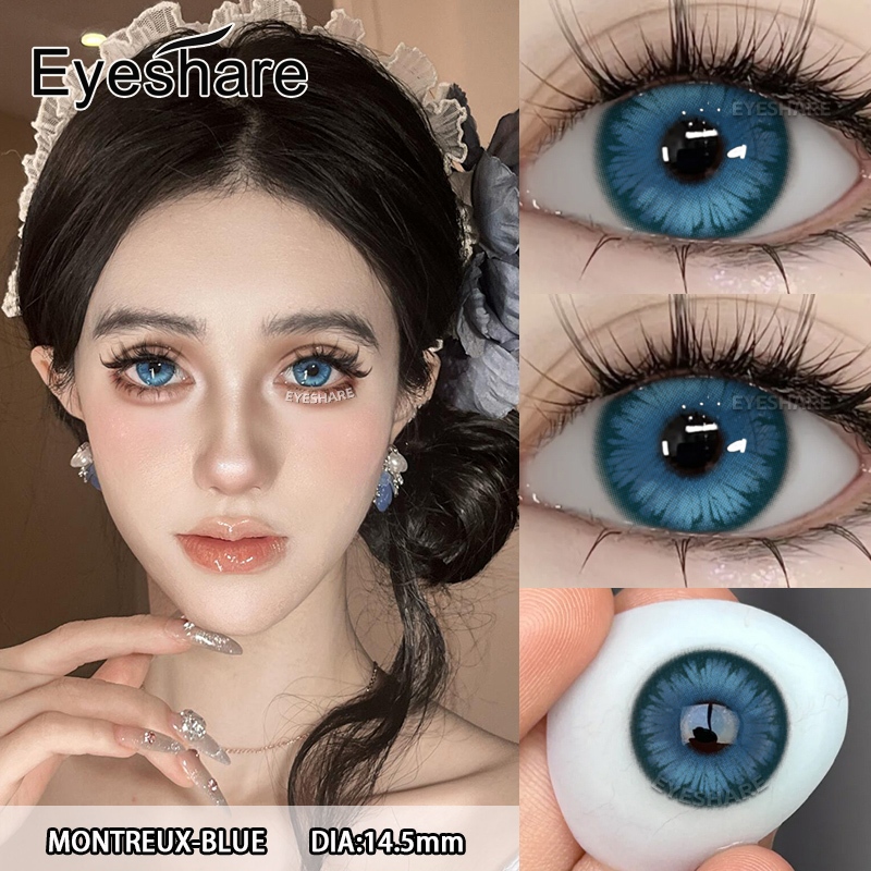 Eyeshare Montreux Blue Contact lens Big eyes Makeup colored lens 14.5mm ...
