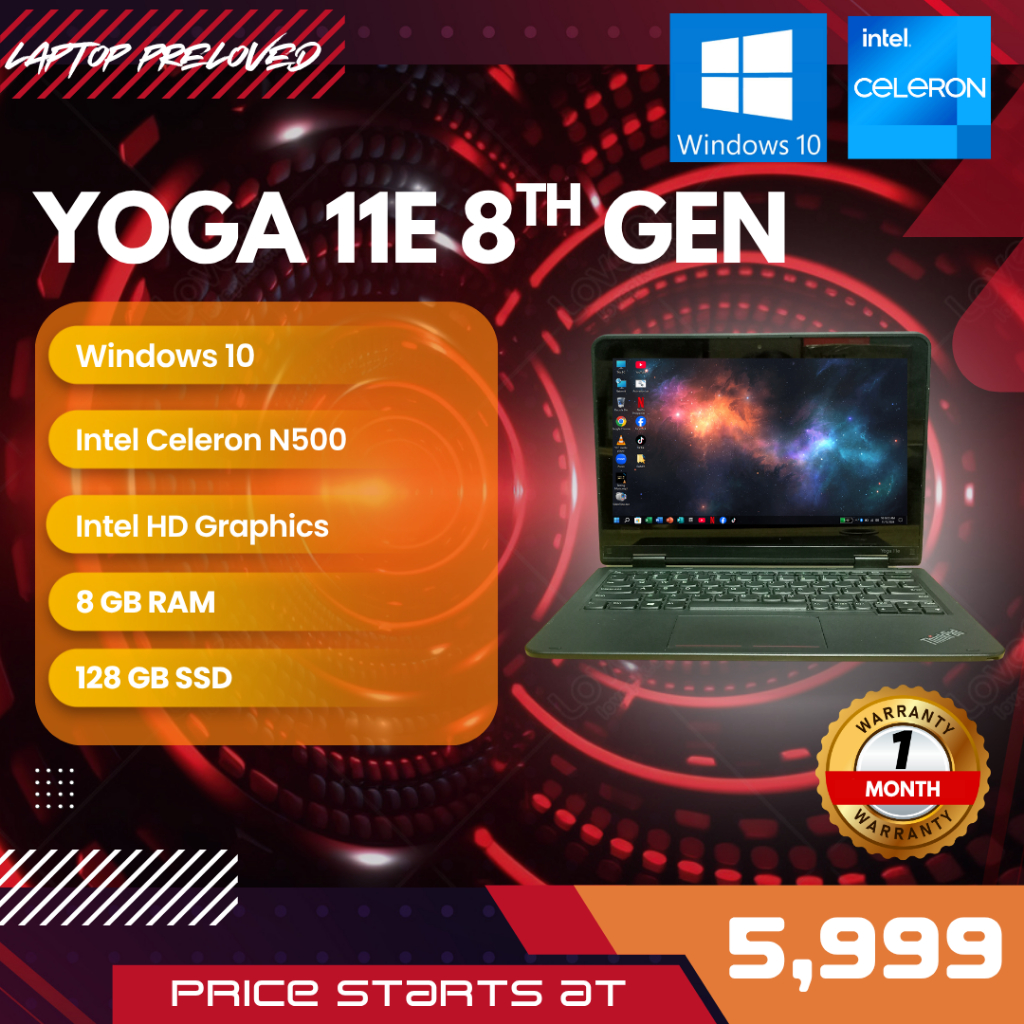 LENOVO 11E YOGA (CLASS C) 8TH GEN 8GBRAM 128GB STORAGE OFFICE IS READY ...