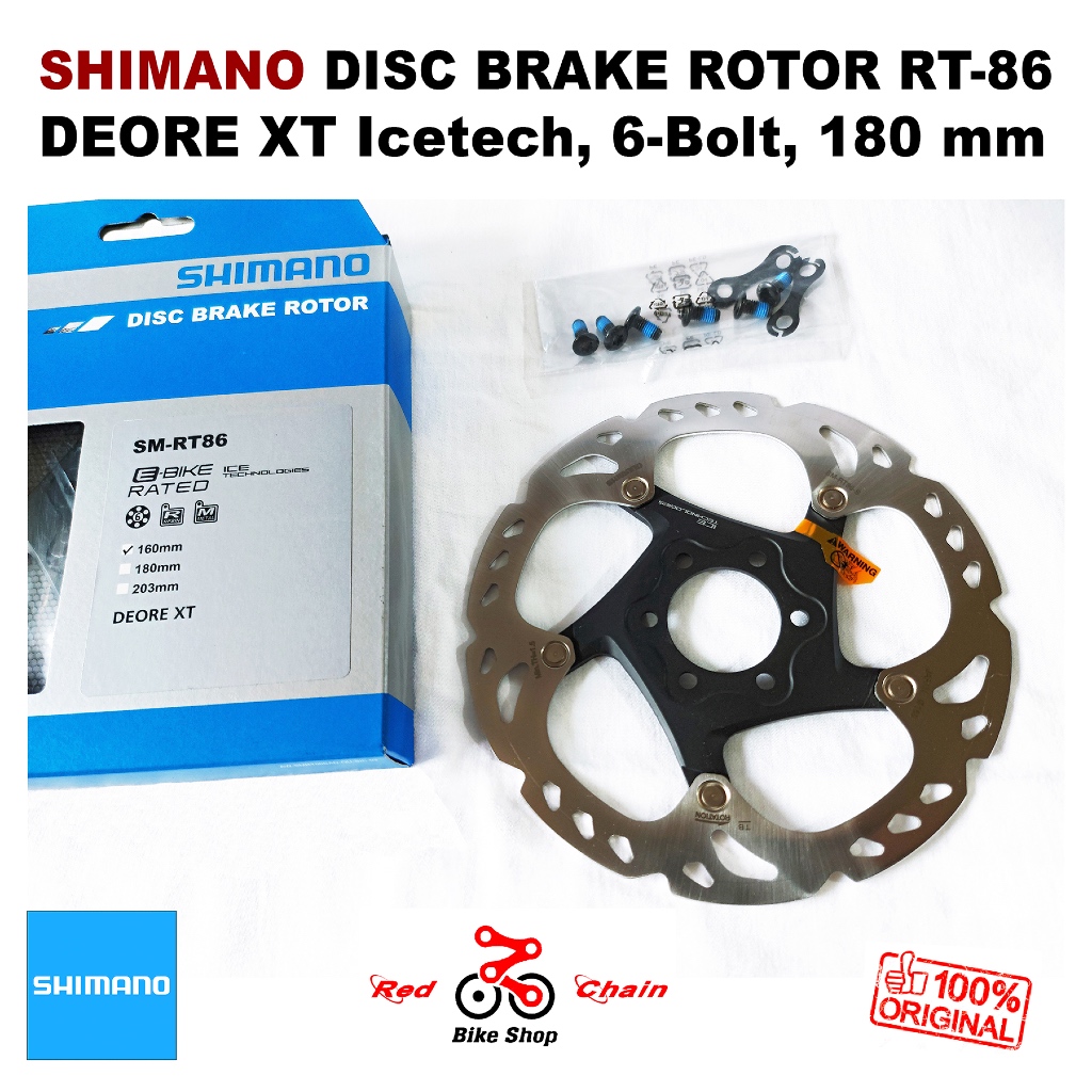 SHIMANO Disc Brake ROTOR RT-86 ICETECH Deore XT, 6-Bolts, 180 mm ...