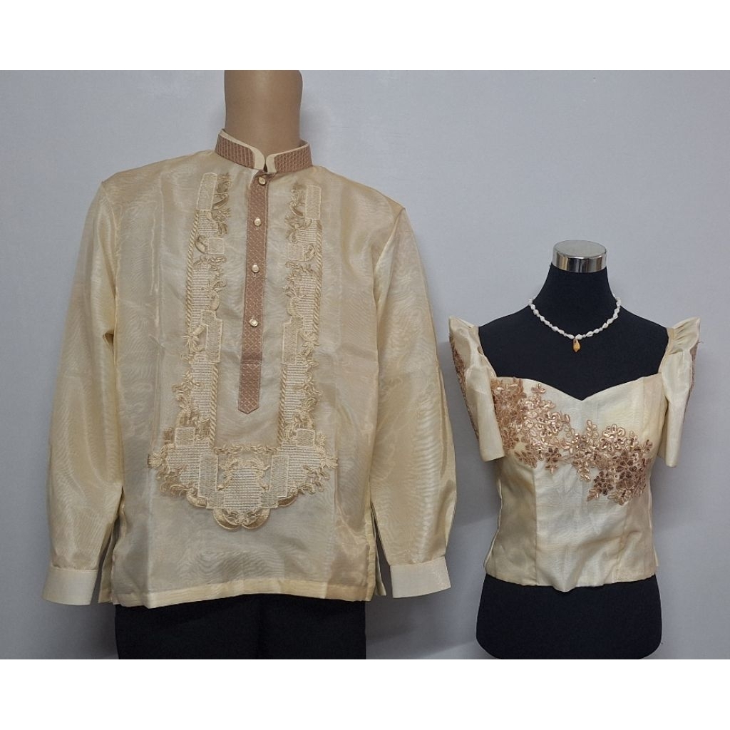 Barong tagalog for men double collar with top blouse Filipiniana sleeve ...