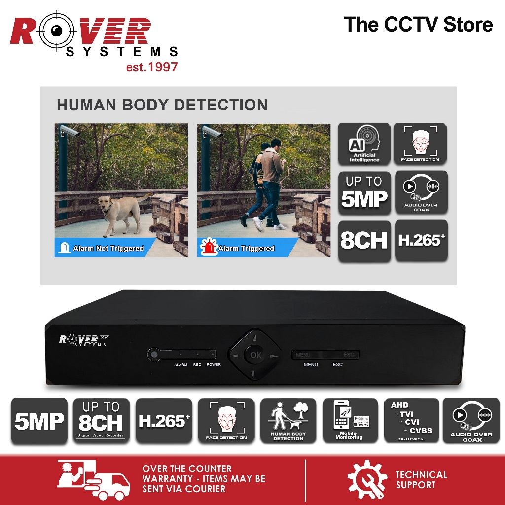 Rover Systems 5MP 8CH XVI 6in1 DVR 1 SATA Non-Real Time High Definition ...