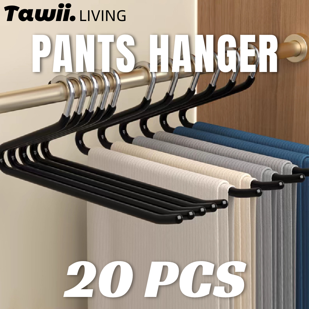 Tawii. 20PCS Set Z Shape Trousers Hanger Dipping Plastic Open End Non ...